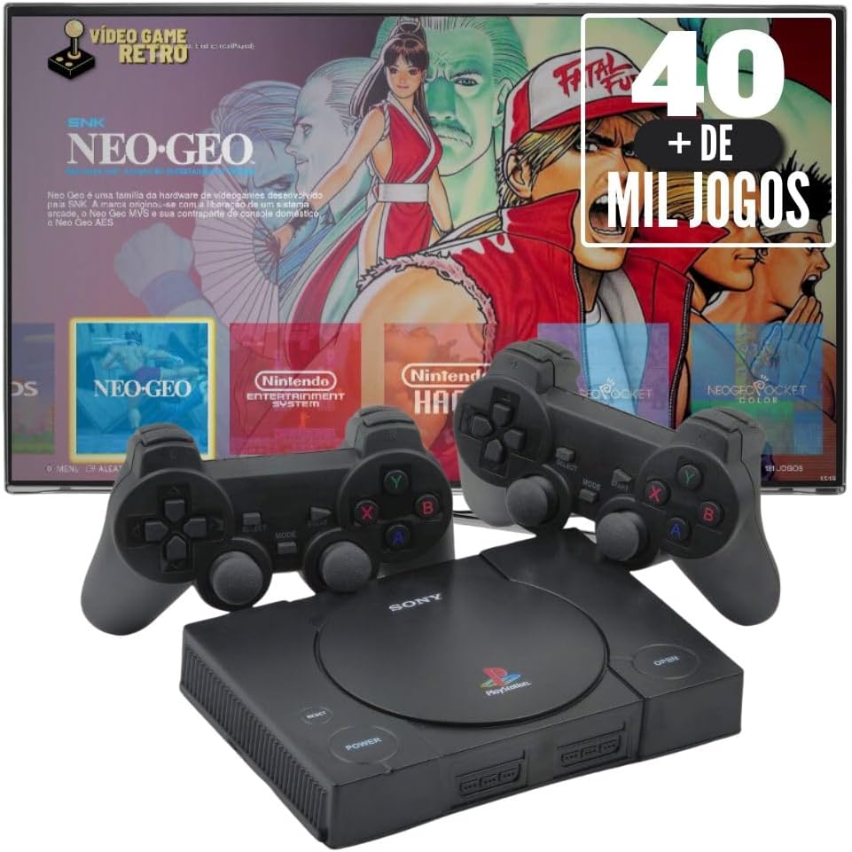 Console Retrô PSX com 40 mil jogos + 2 Controles diversos Games e Jogo
